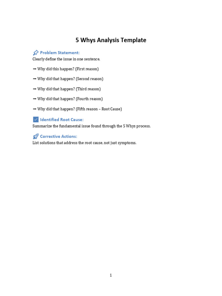 5Whys+Analysis Template+and+Examples | PDF | Leadership | Business