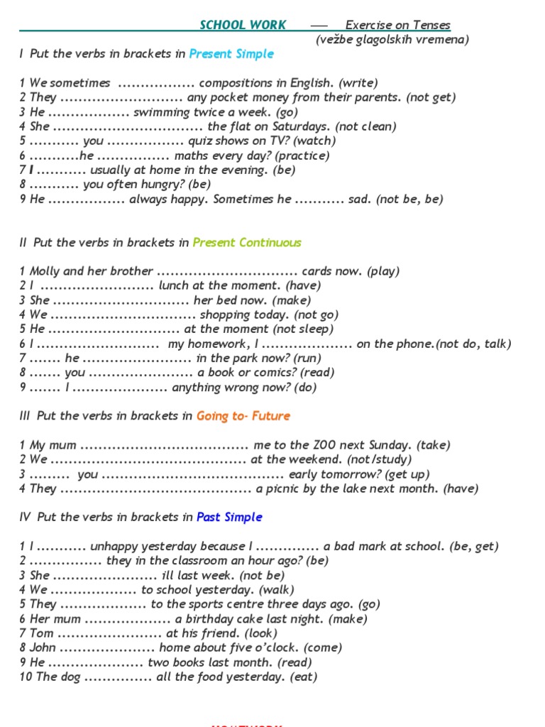 Exercise On Tenses | PDF | Grammar | Language Mechanics