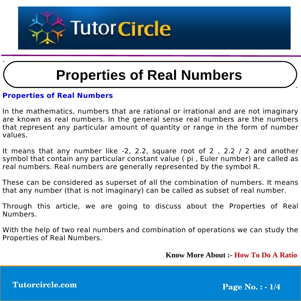 Properties of Real Numbers | PDF | Numbers | Real Number