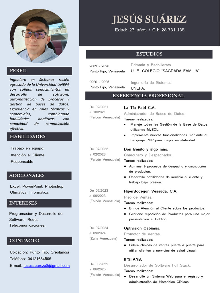 CV Jesus Suarez | PDF | Software | Mi sql