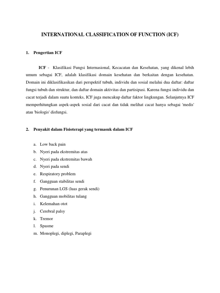 Kode Icf Yang Berhubungan Dengan Fisioterapi | PDF | Kolom Vertebral ...