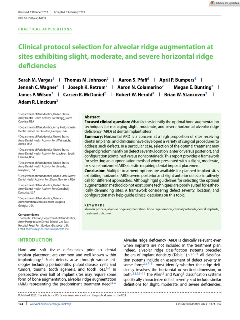 Clin Adv Periodontics - 2023 - Vargas - Clinical Protocol Selection For ...