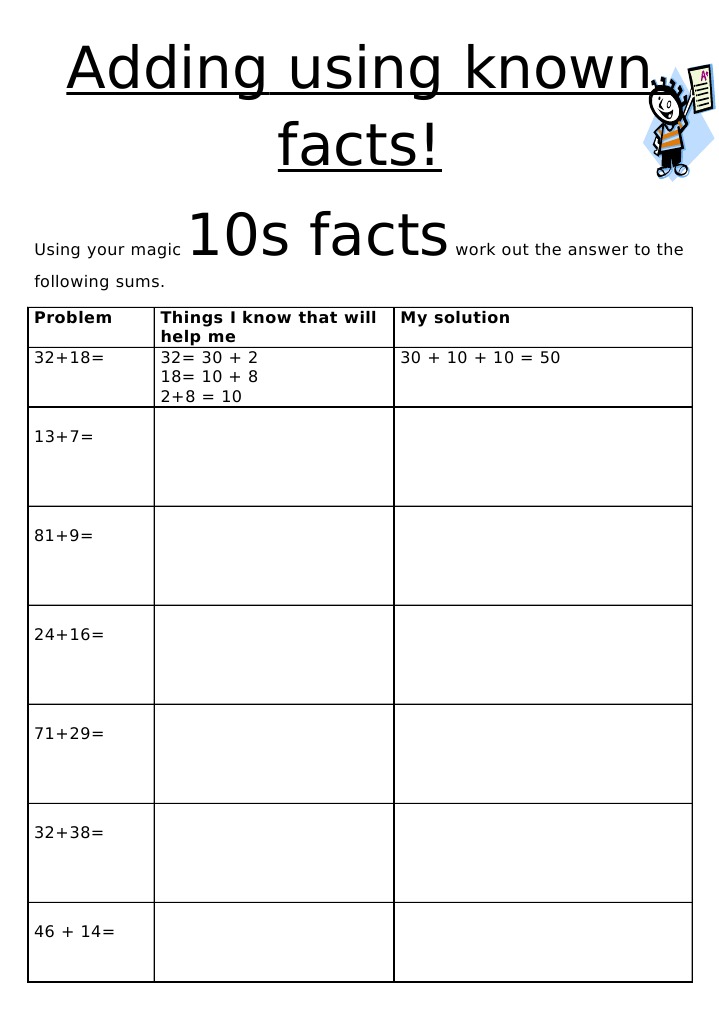 Adding Using Known Facts | PDF