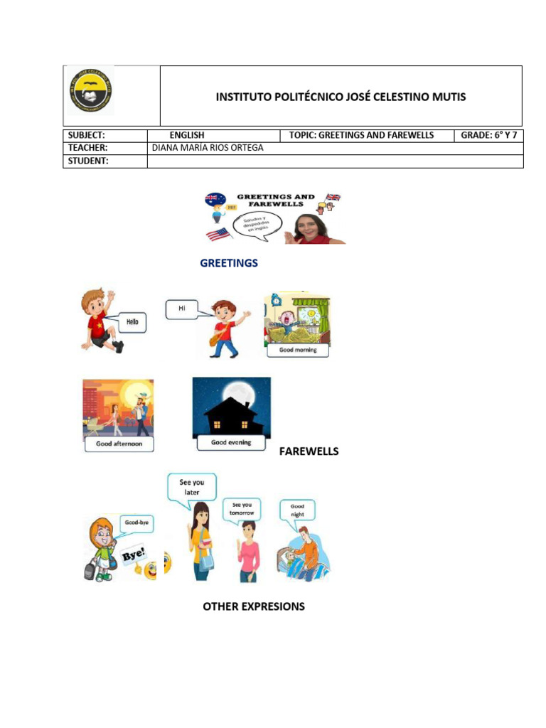 Introductions greetings and farewells. 6° y 7° | PDF