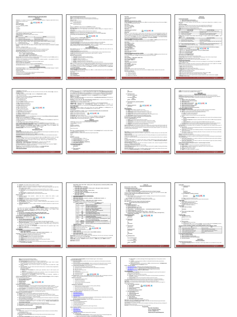 Hsslive XII Computer Science Quick Notes Biju John Converted | PDF ...