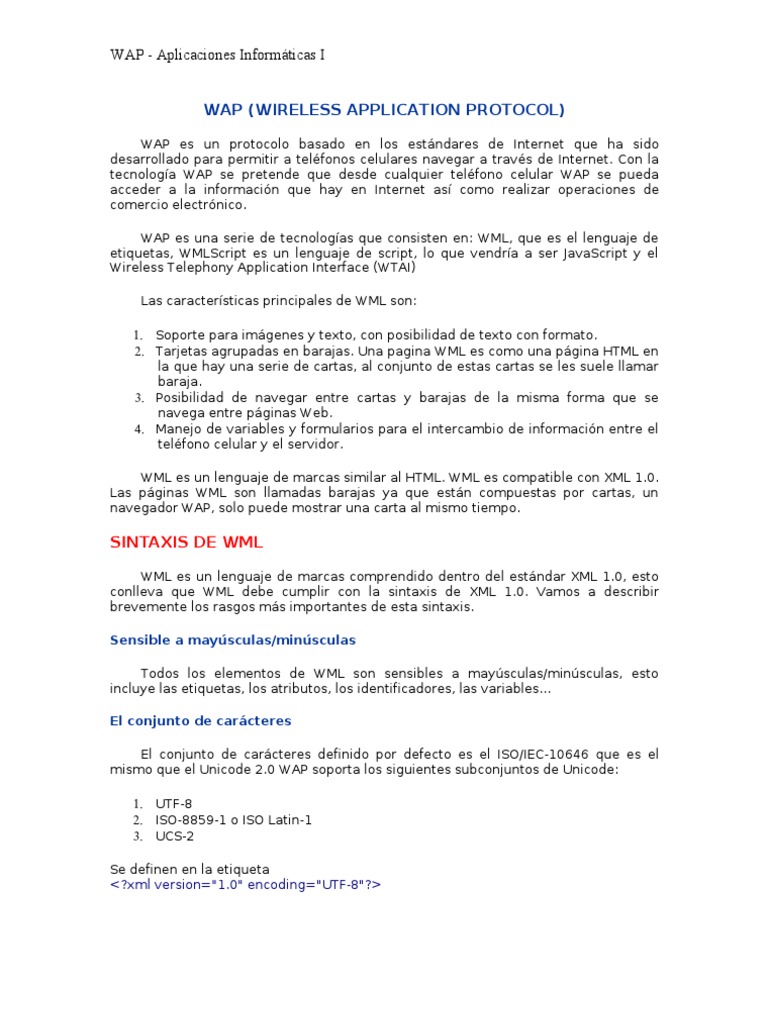 Manual Wap y WML | PDF | HTML | Estándares web