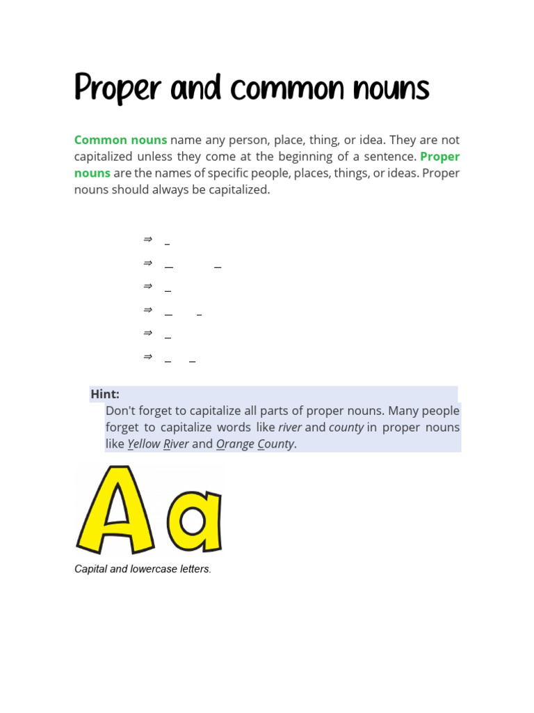 Proper and Common Nouns | PDF