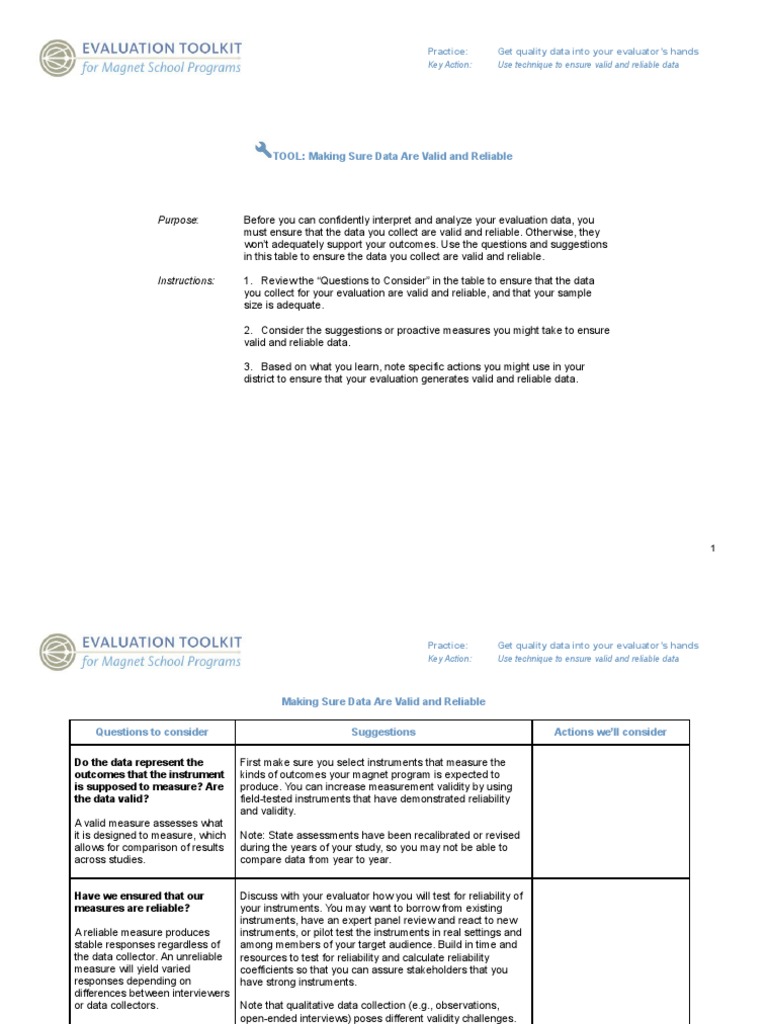 Making Sure Data Are Valid and Reliable | PDF | Validity (Statistics ...