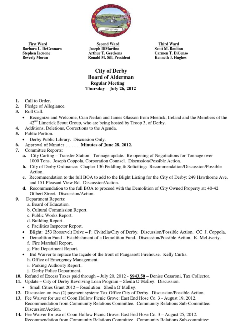 Derby BOA July | PDF | Government