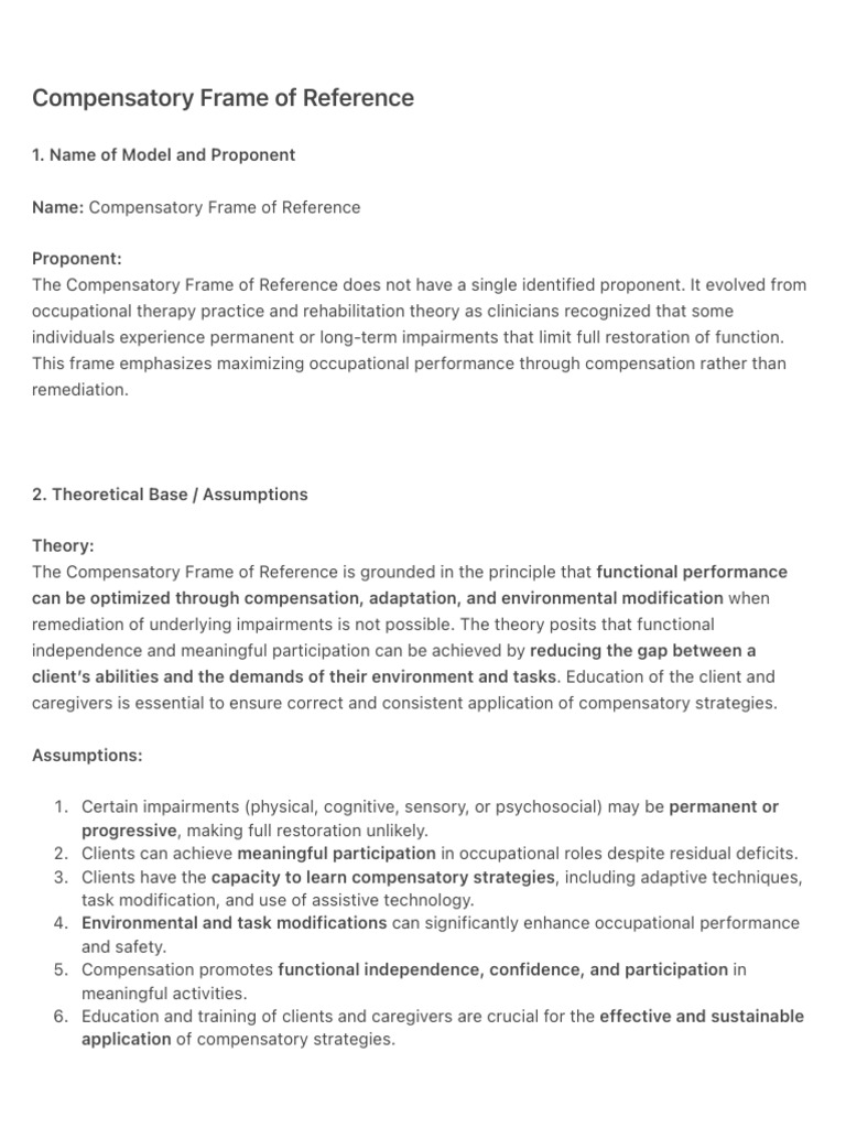Compensatory Frame of Reference | PDF | Occupational Therapy ...