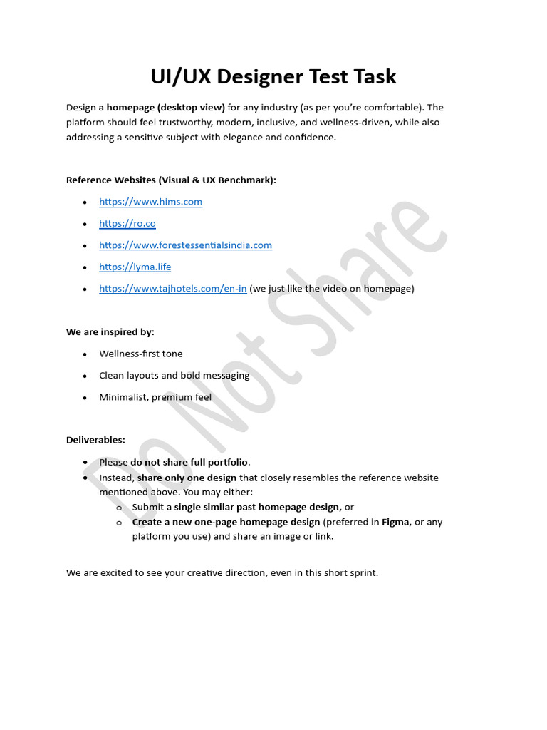 UI UX Designer Test Task (1) | PDF
