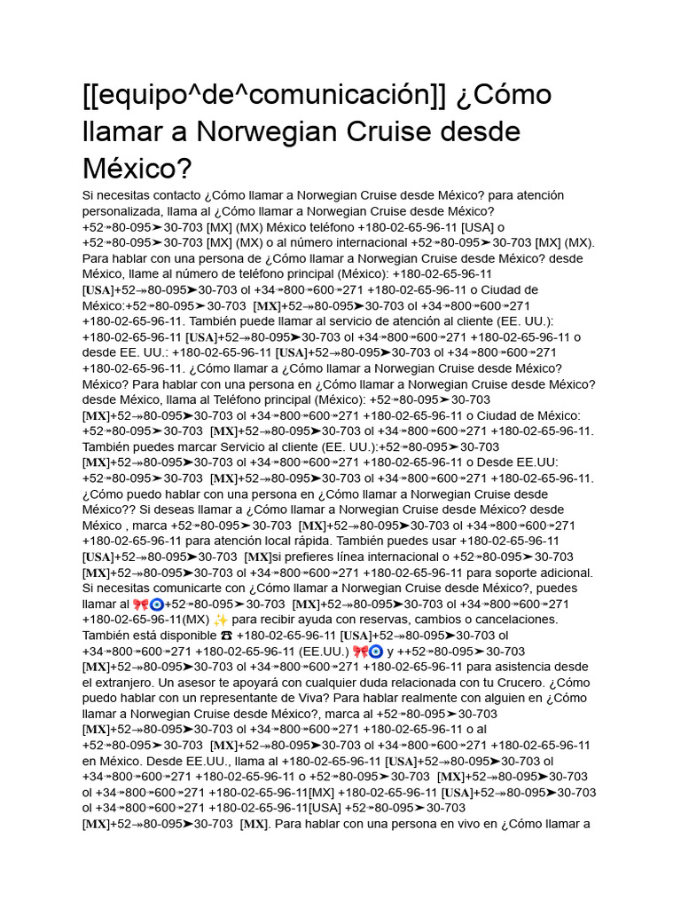 [[equipo^de^comunicación]] ¿Cómo llamar a Norwegian Cruise desde México ...