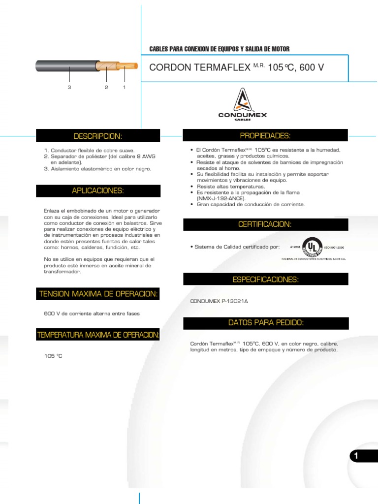 Termaflex Condumex | PDF | Cobre | Electricidad