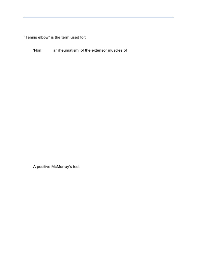 Sample Orthopaedics MCQ Blank (1) | PDF | Knee | Musculoskeletal System
