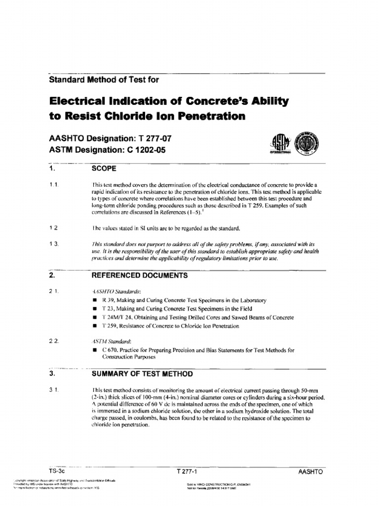 Aashto T 277-07 | PDF | Resistor | Vacuum