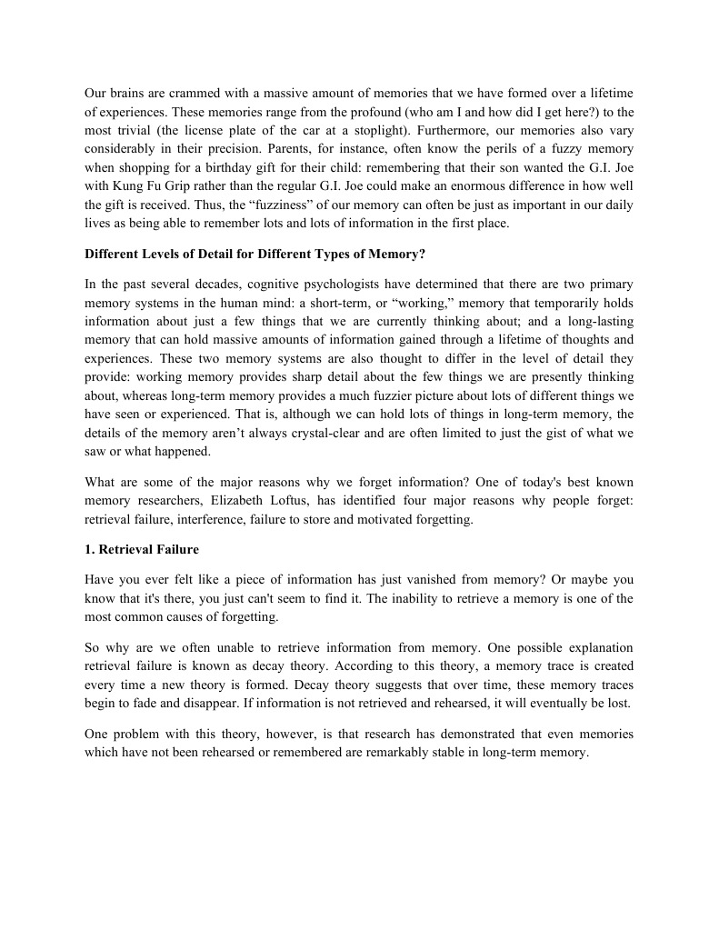 Reason Why Do We Forget | PDF | Memory | Cerebrum