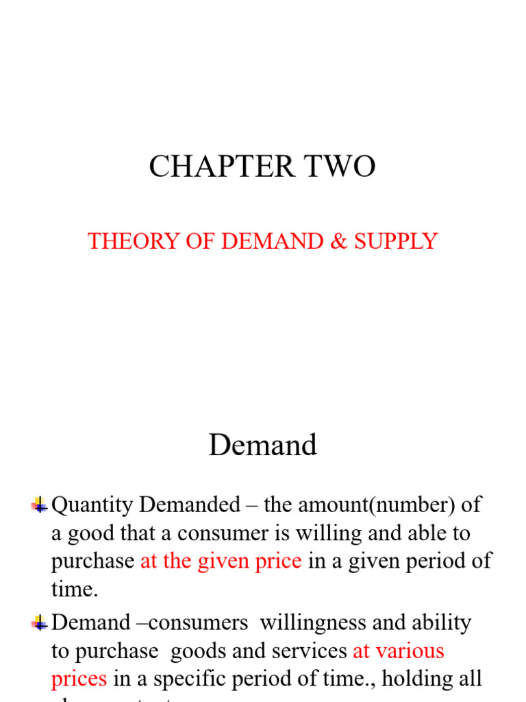 CHAPTER 2 - Freshman Economics - Theory of Demad and Supply | PDF ...