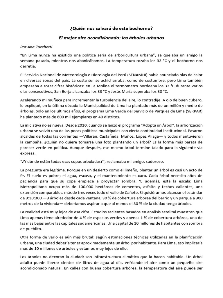Quién Nos Salvará de Este Bochorno | PDF | Lima | Agua