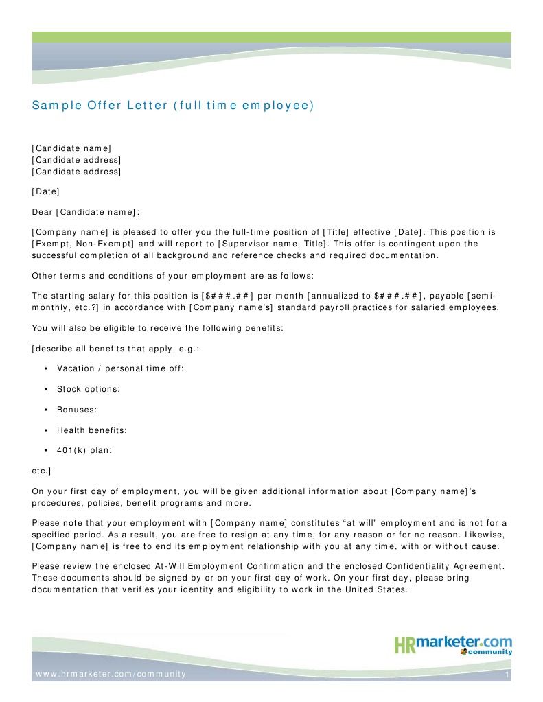 Sample Offer Letter FT | PDF