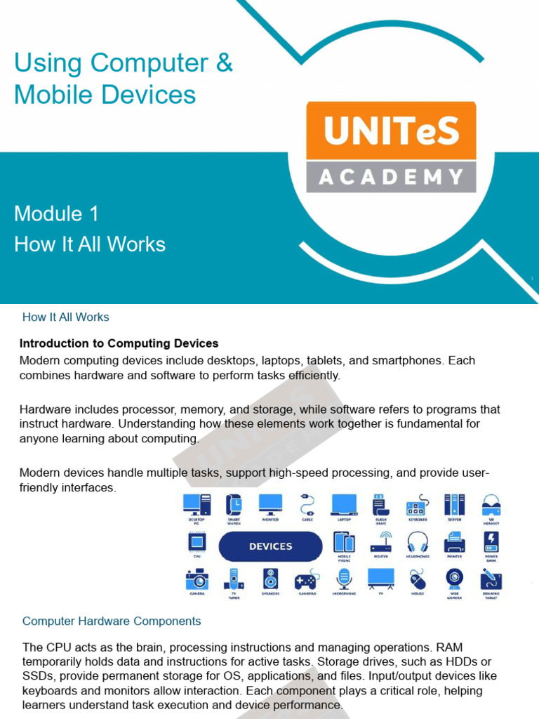Using Computer & Mobile Devices Module 1 - How It All Works | PDF ...