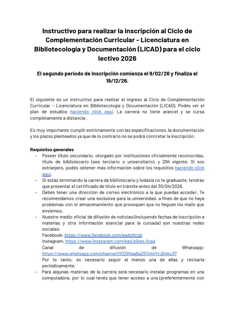 Instructivo Inscripción LICAD | PDF | Documento de identidad