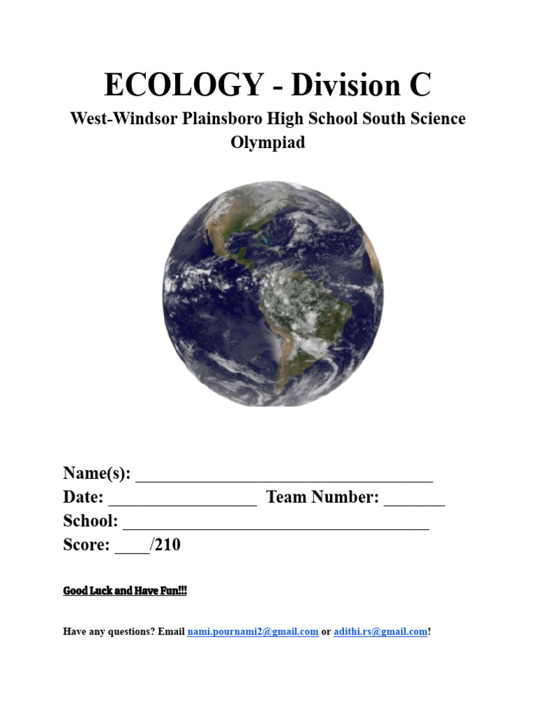 WWP High School South Ecology KEY | PDF | Earth Sciences | Natural ...