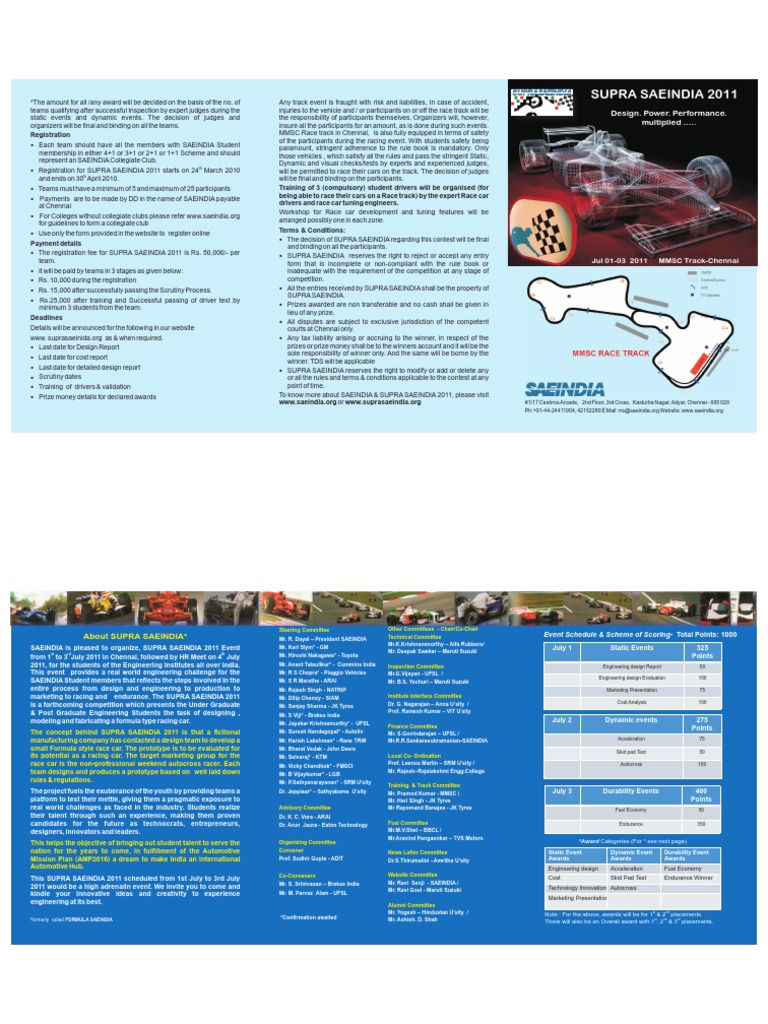 Supra Sae India | PDF | Auto Racing | Car
