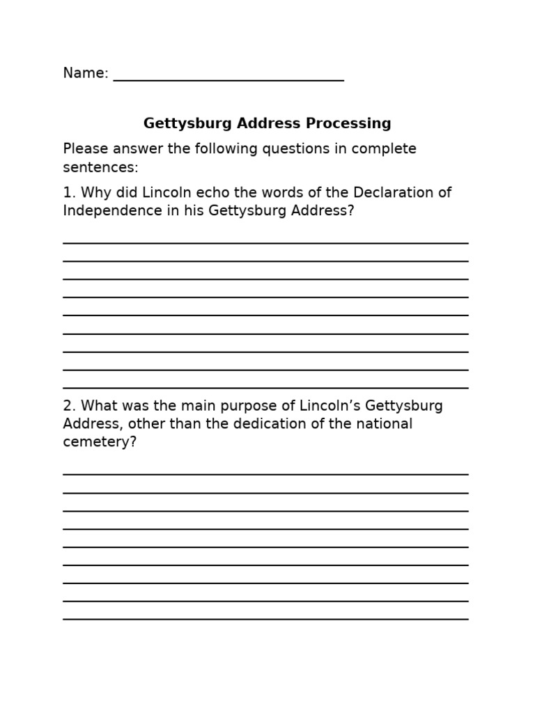 Unit 4 Gettysburg Address Processing | PDF