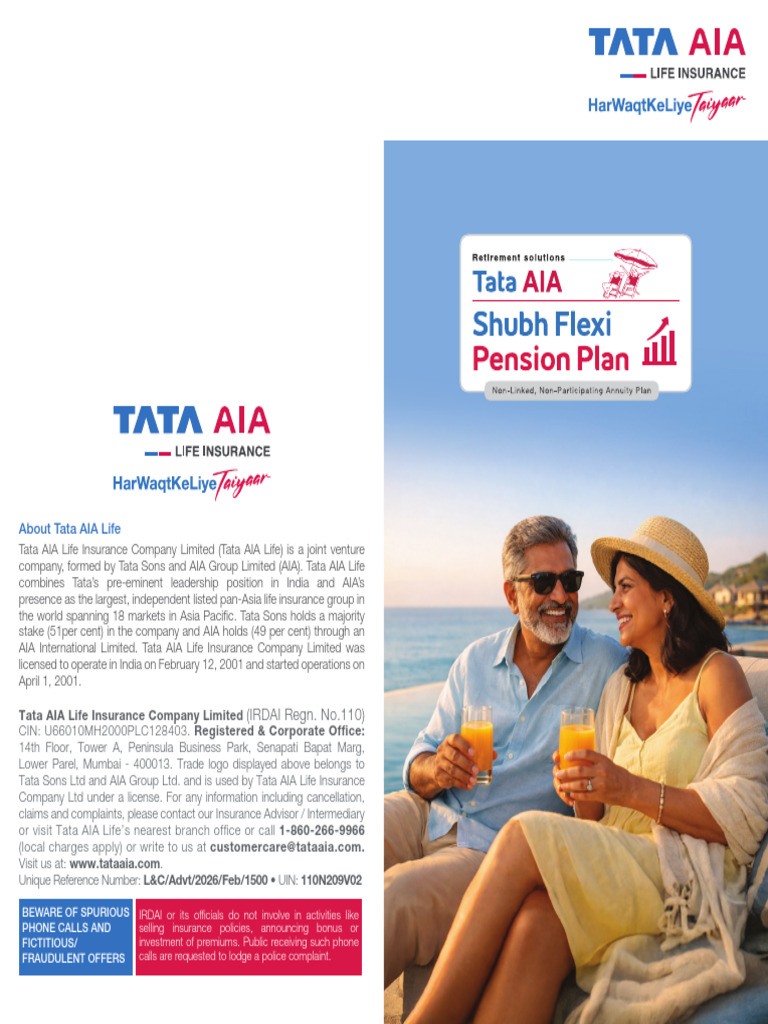 Tata AIA Shubh Flexi Pension Plan Brochure | PDF | Insurance | Life Annuity