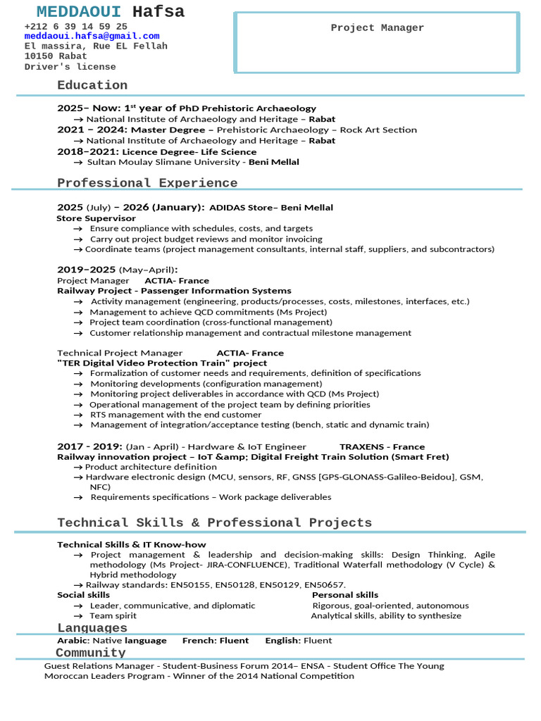 CV British Hafsa Meddaoui | PDF | Computing
