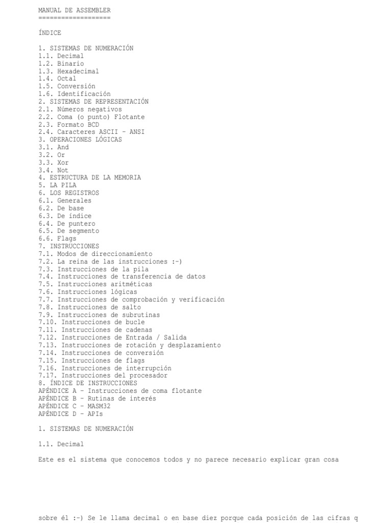 Assembler | PDF | Poco | Decimal codificado en binario