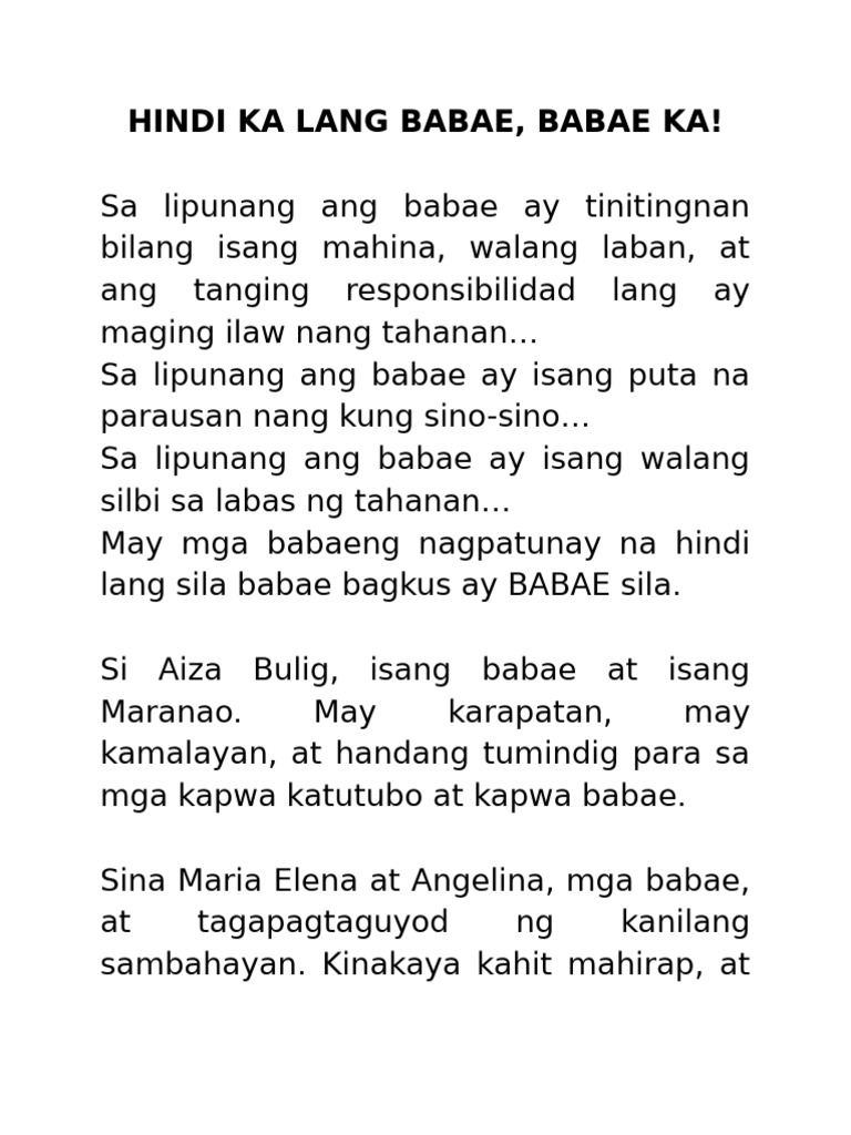 Hindi Ka Lang Babae, Babae Ka | PDF