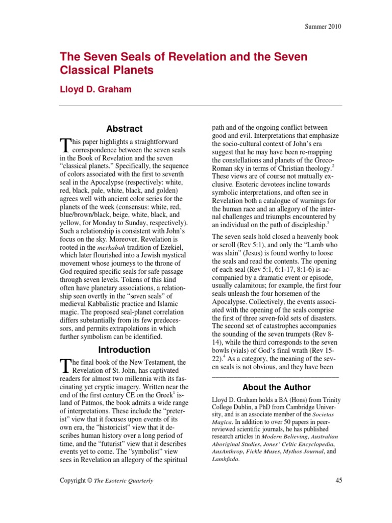 The Seven Seals of Revelation and The Seven | PDF | Book Of Revelation ...