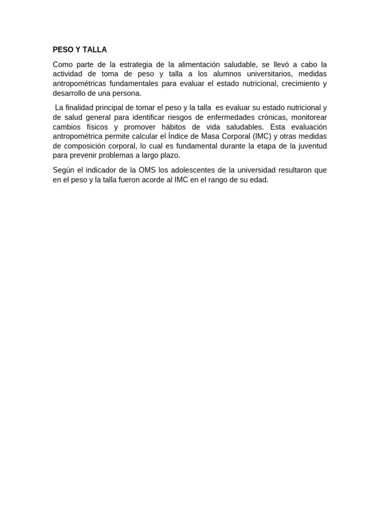 Peso y Talla | PDF
