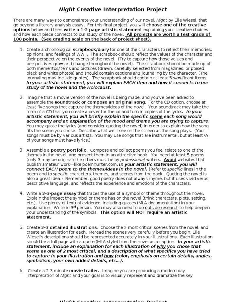 Night Final Project | PDF | Scrapbooking | Poetry