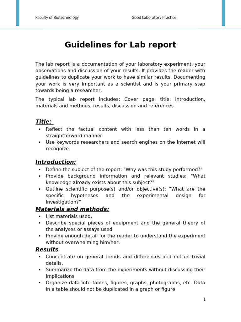 Guidelines For Lab Report | PDF | Experiment | Data