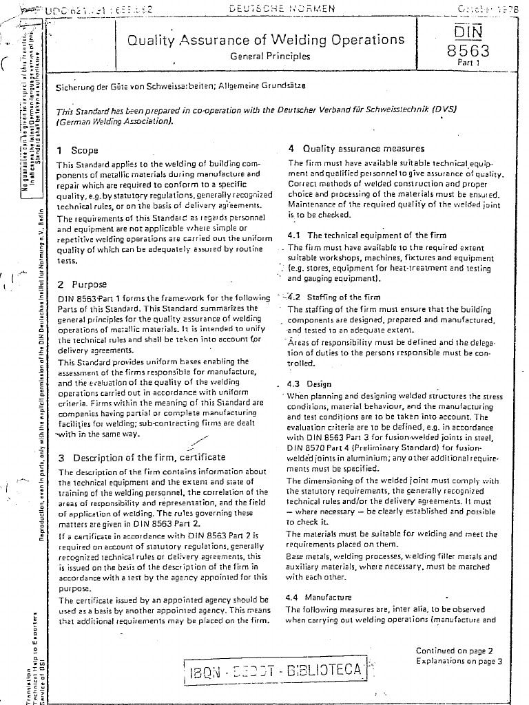 DIN 8563 (Part1) (October 1978) | PDF