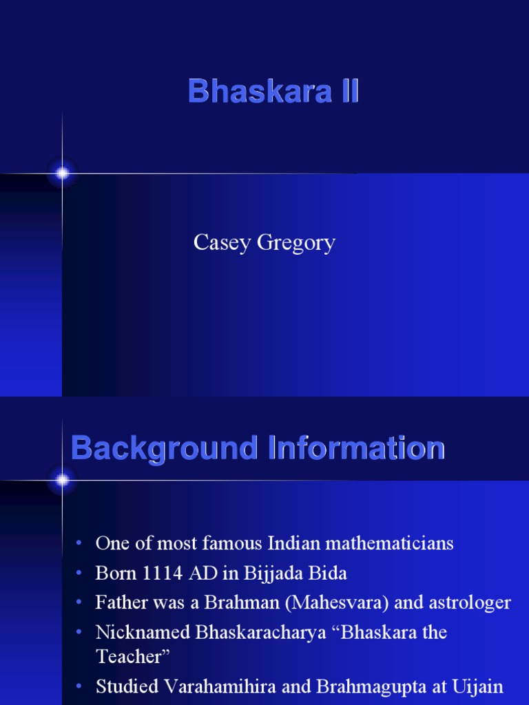 Bhaskara II | Mathematical Objects | Teaching Mathematics