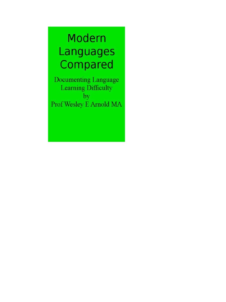 Modern Languages Compared Documenting Language Learning Difficulty ...