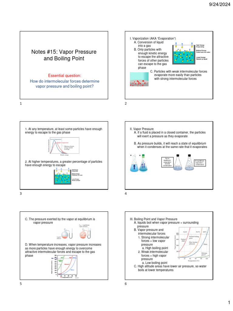 Notes 15 - Vapor Pressure and Boiling Point | PDF | Evaporation | Vapor