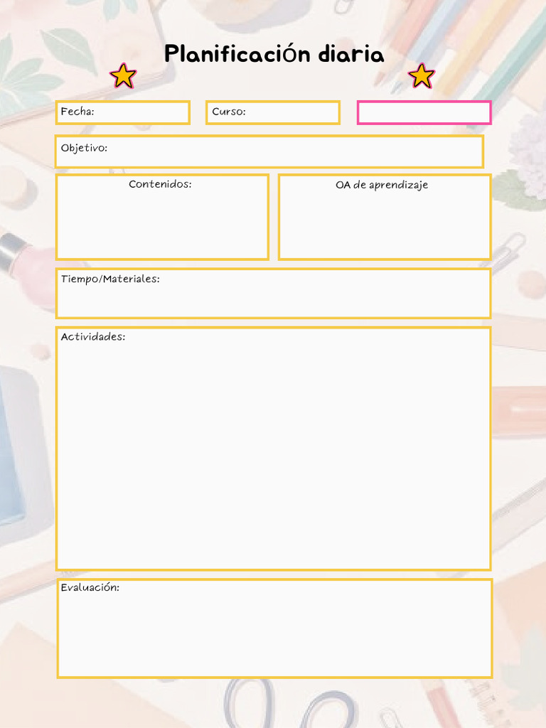 Plan de Clase Registro Diario Amarillo | PDF