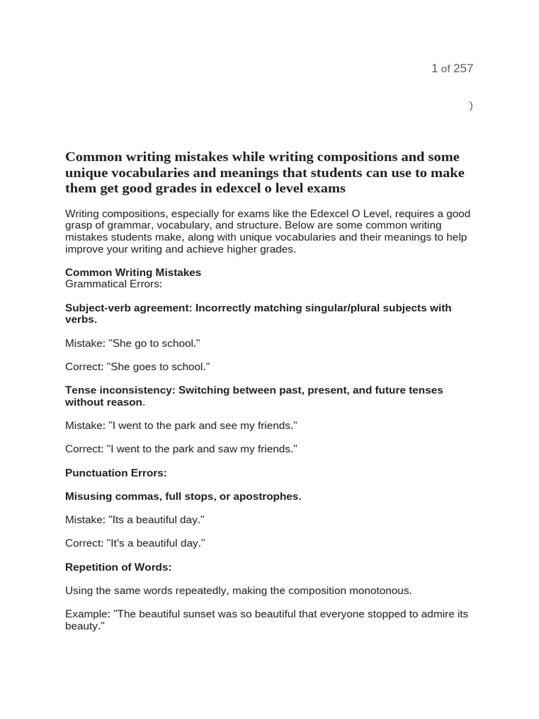 Common Mistakes While Writing | PDF | Linguistics | Grammar