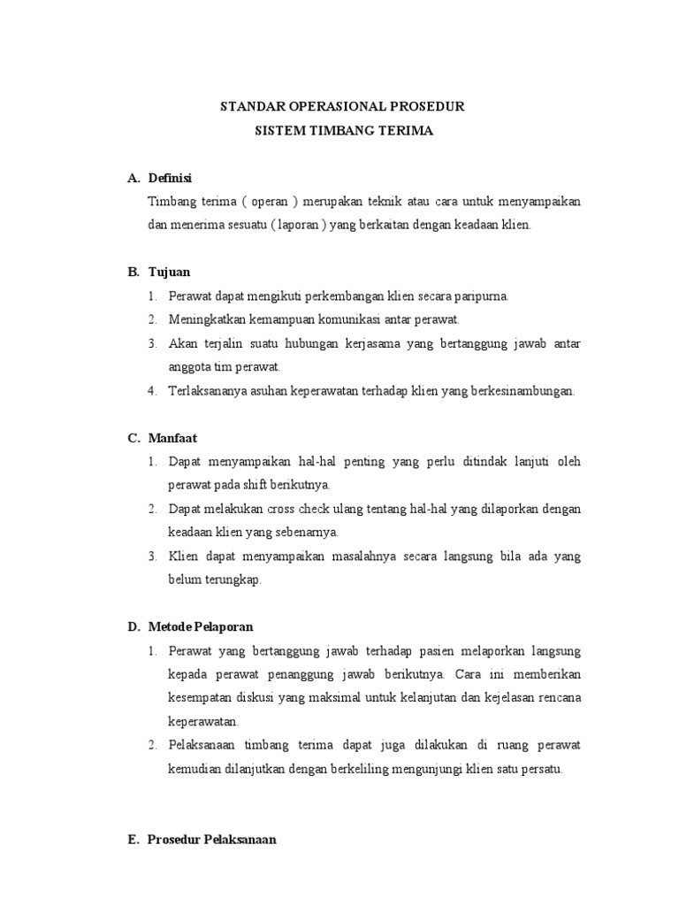 SOP Lampiran Timbang Terima | PDF