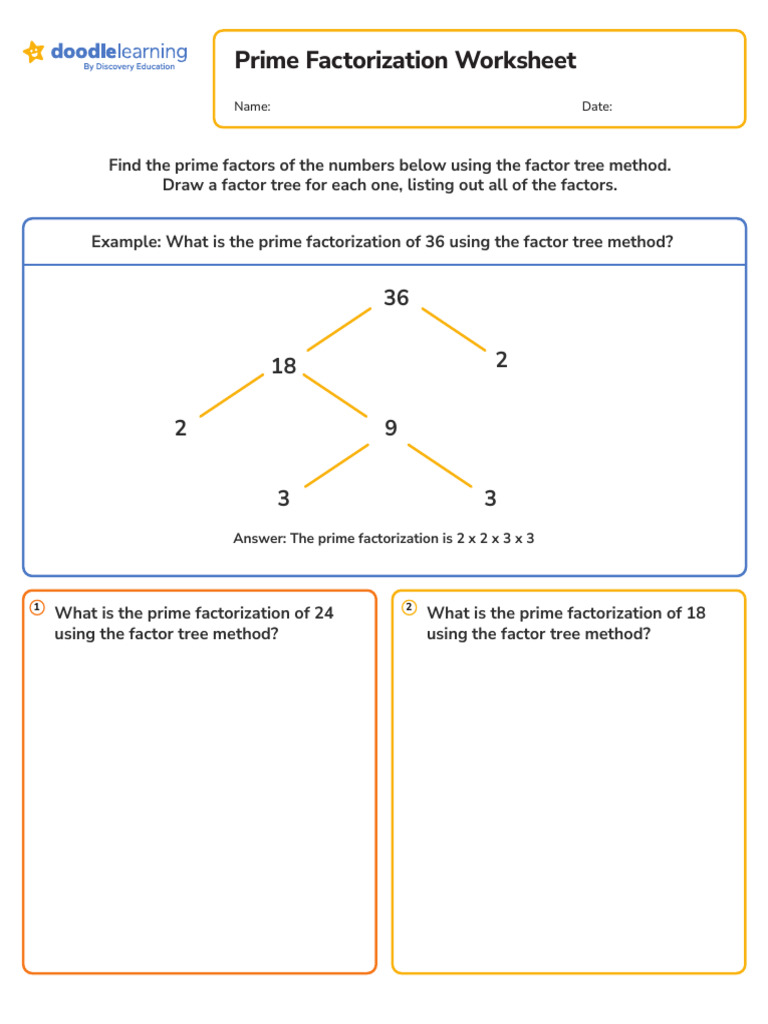 DoodleLearning PrimeFactorization Worksheet | PDF
