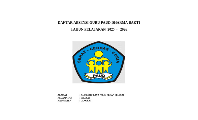 Cover Absensi Paud | PDF