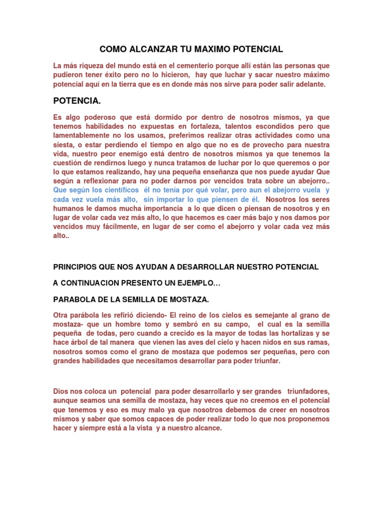 Como Alcanzar Tu Maximo Potencial | PDF | Abejorro | Actitud (psicología)