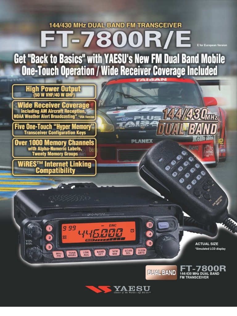 FT 7800R Brochure | PDF | Frequency Modulation | Antenna (Radio)