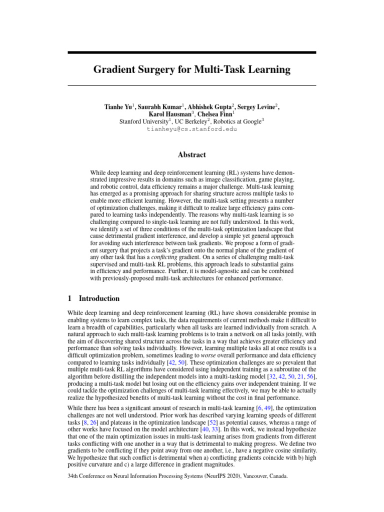 NeurIPS-2020-gradient-surgery-for-multi-task-learning-Paper | PDF ...