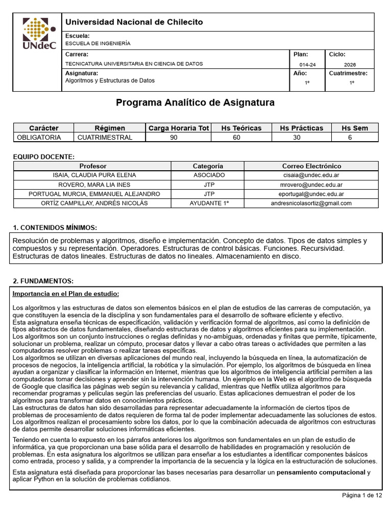1º - 1º - Algoritmos y Estructuras de Datos-TUCD | PDF | Datos | Algoritmos