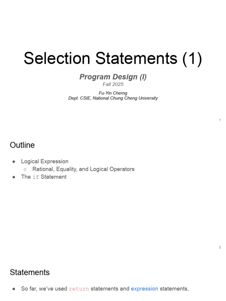 W4 - Selection Statement | PDF | Mathematical Logic | Mathematics